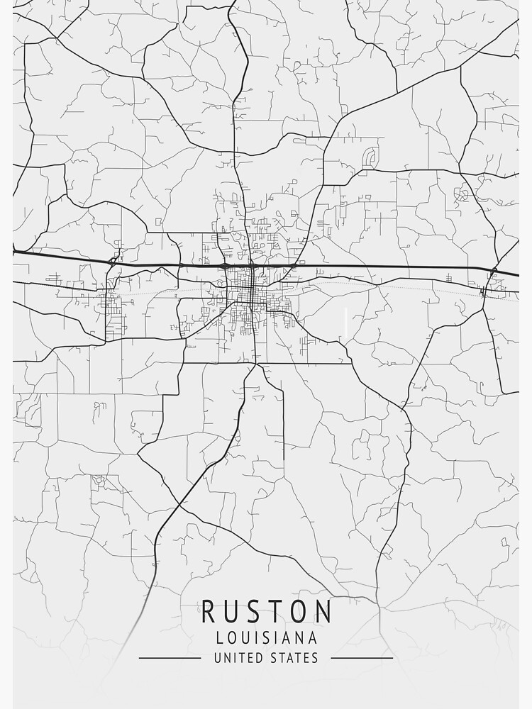 "Ruston - Louisiana - US Gray City Map" Sticker by ctmapprint | Redbubble