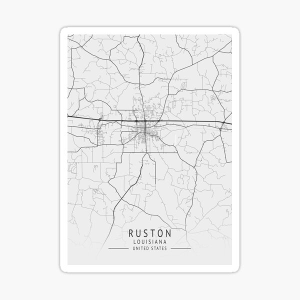 "Ruston - Louisiana - US Gray City Map" Sticker by ctmapprint | Redbubble