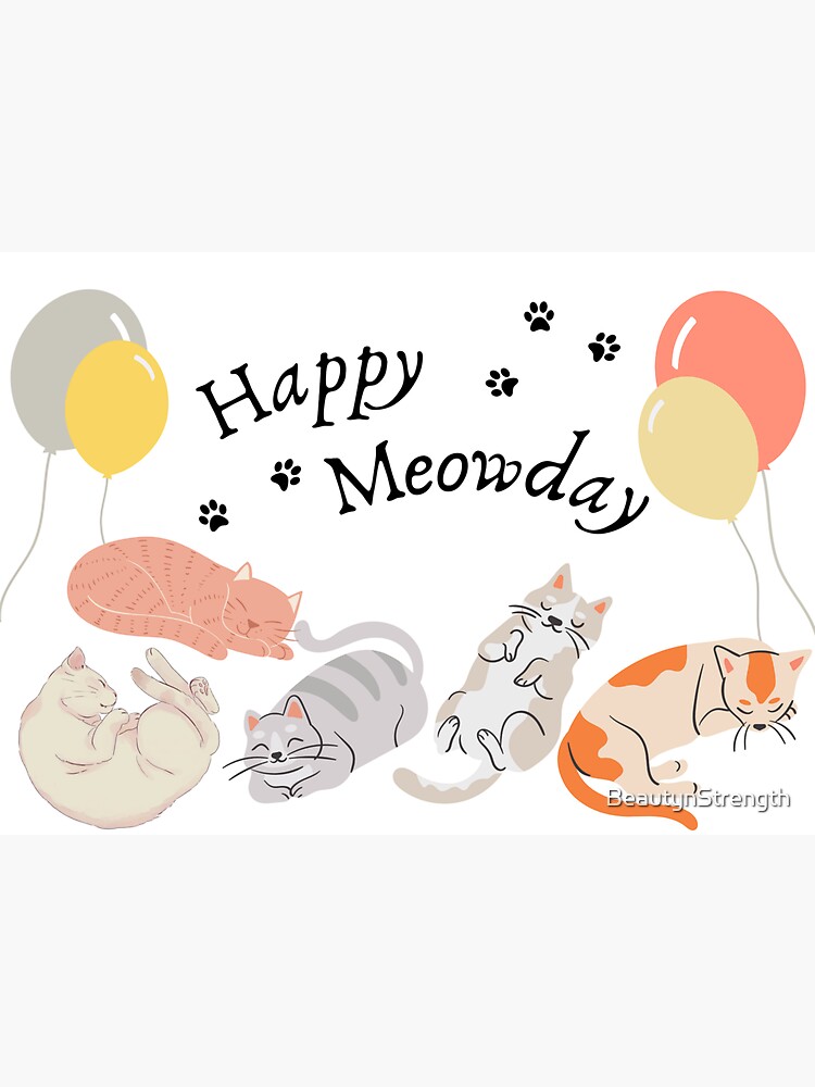 "Happy Meowday Happy Birthday Stickers, Mouse Pads, Magnets, Pillows ...