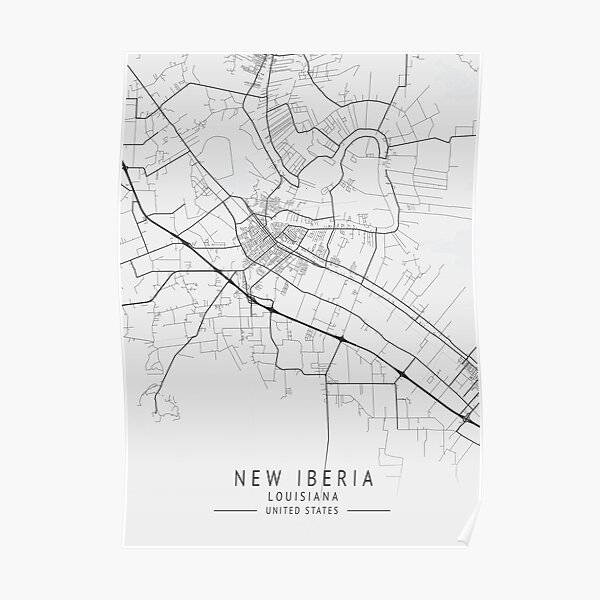 "New Iberia - Louisiana - US Gray City Map" Poster for Sale by ...