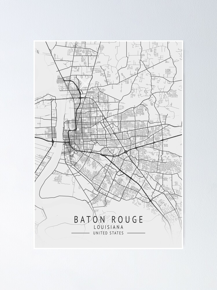 "Baton Rouge - Louisiana - US Gray City Map" Poster for Sale by ...