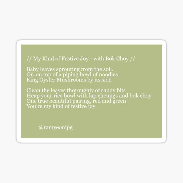 "my kind of festive joy - with bok choy " Sticker for Sale by ...