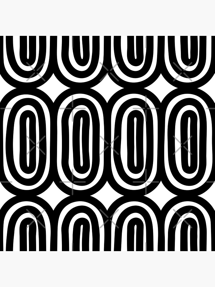 " Hand Drawn Geometric Oval Patterns in Black and White - Retrostyle ...