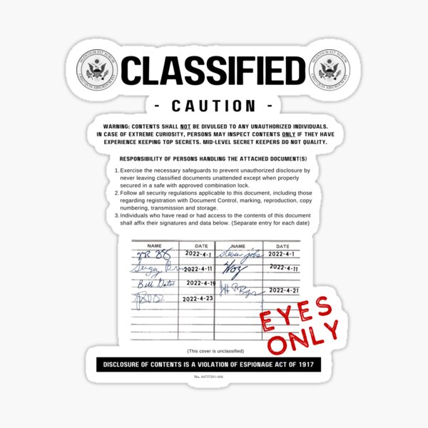 "Classified Document" Sticker for Sale by ToyoYukimura | Redbubble