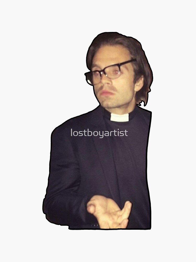 "Priest Sebastian Stan" Sticker by lostboyartist | Redbubble