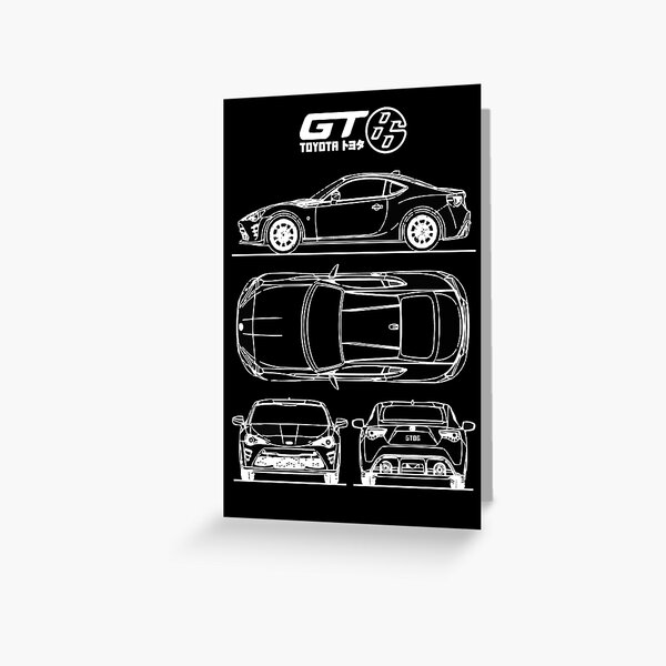 "GT86 Blueprint. Toyota 86 - Scion FRS - Subaru BRZ - Black" Greeting ...
