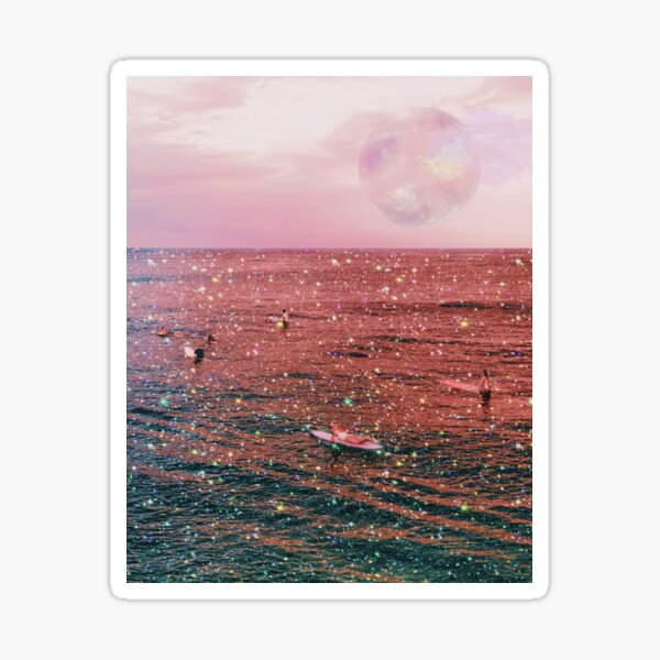Sticker « Baiser aux fraises - Pastel Surf Wall Art, Ocean Wave Photo ...