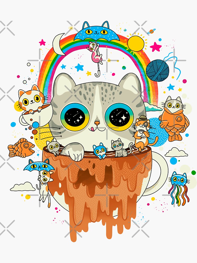 "Trippy morning cats" Sticker for Sale by ppmid | Redbubble