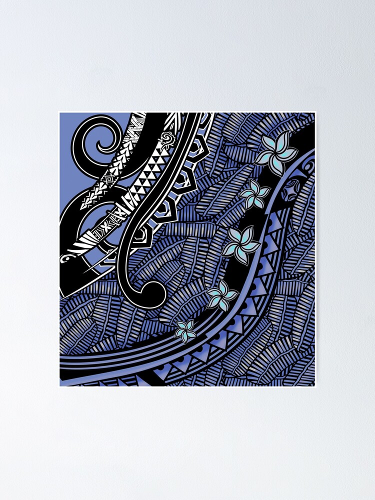 "Samoan - Polynesian - Hawaiian Slate Blue Tribal Artboard 2044" Poster ...