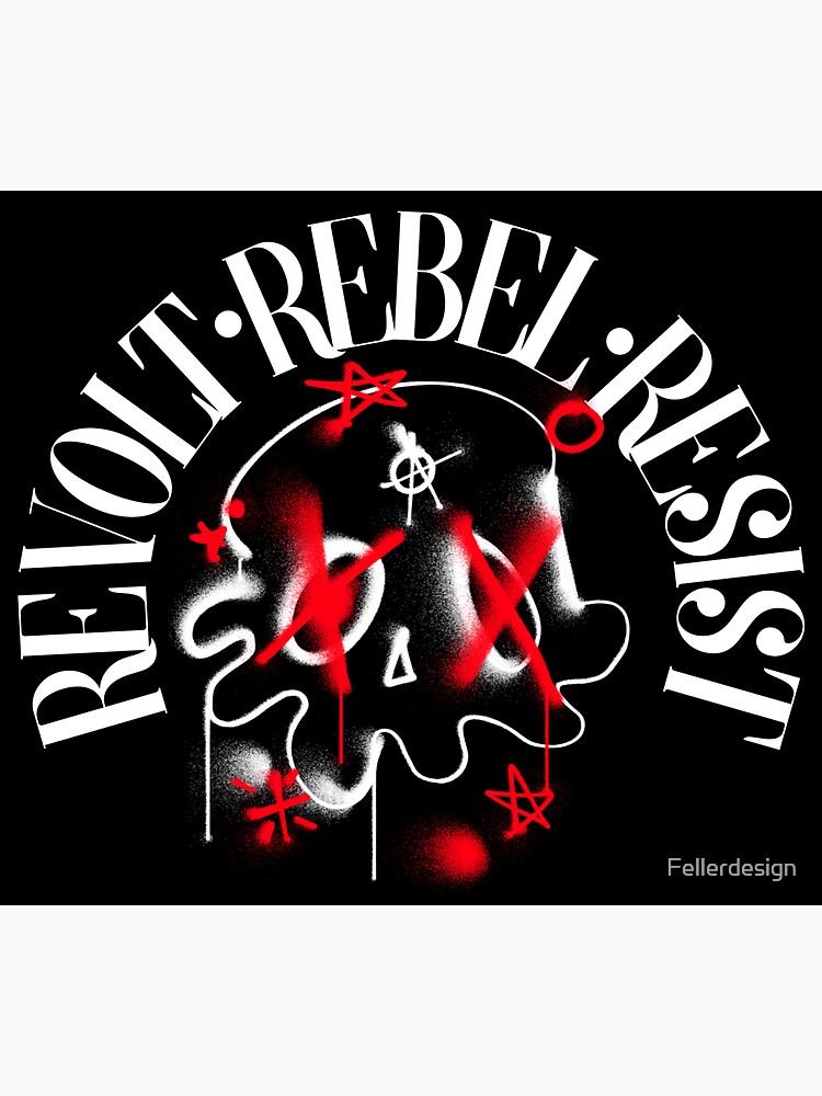 "Revolt-Rebel-Resist anarchy/punk rock shirt" Sticker by Fellerdesign ...