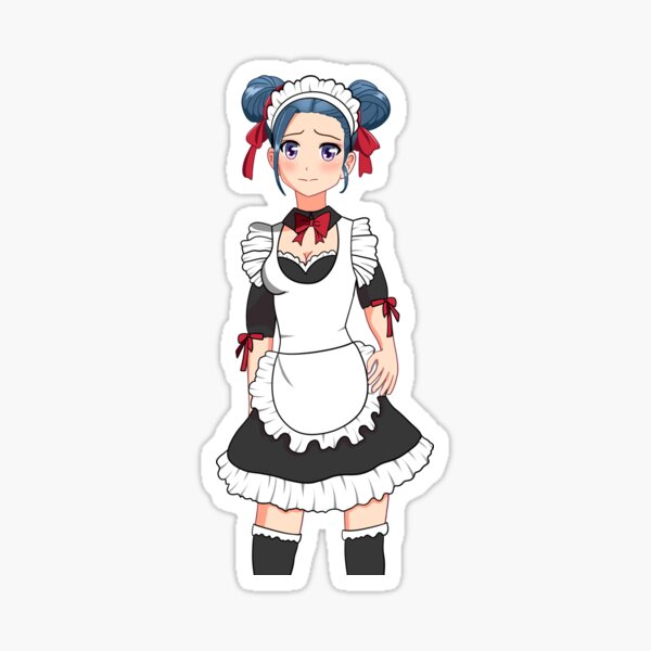 "Cute Blue Haired Anime Girl in Maid Outfit Original Artwork" Sticker ...