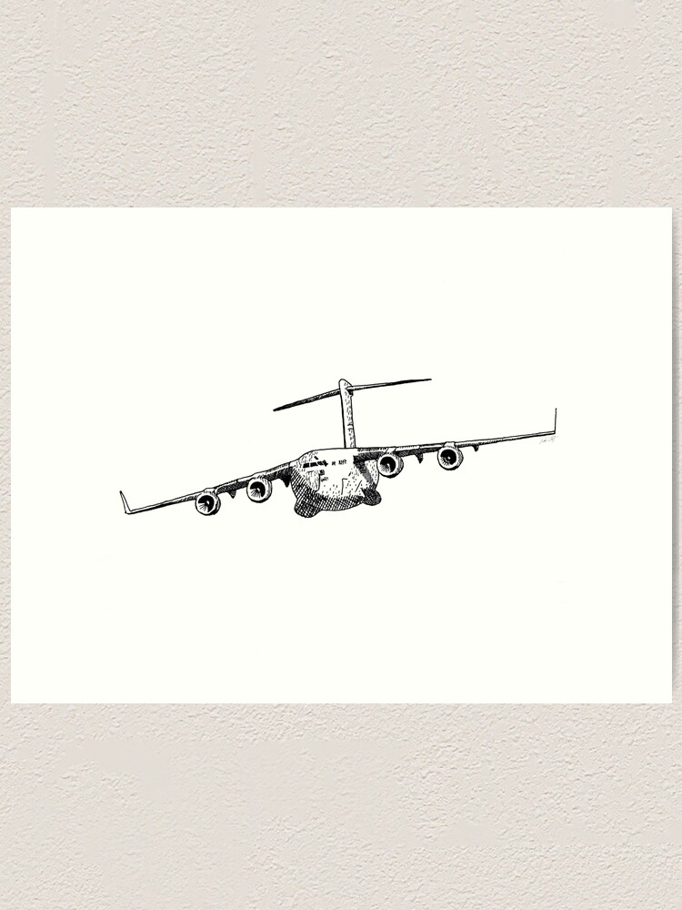 "Cargo Plane Ink Drawing" Art Print by dscarts | Redbubble