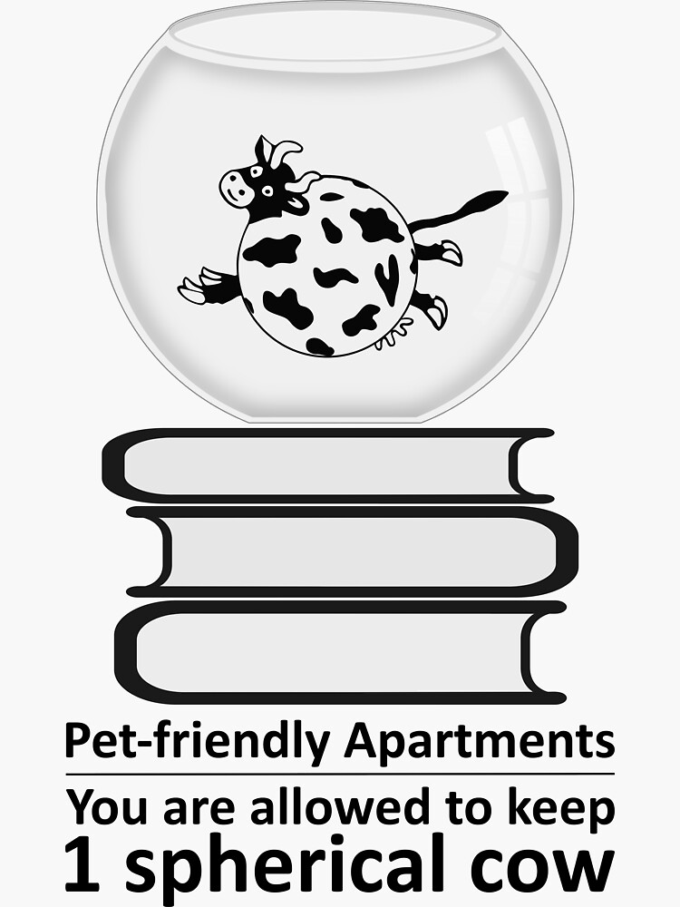 "Spherical Cow Physics joke" Sticker for Sale by i-cottagedesign ...