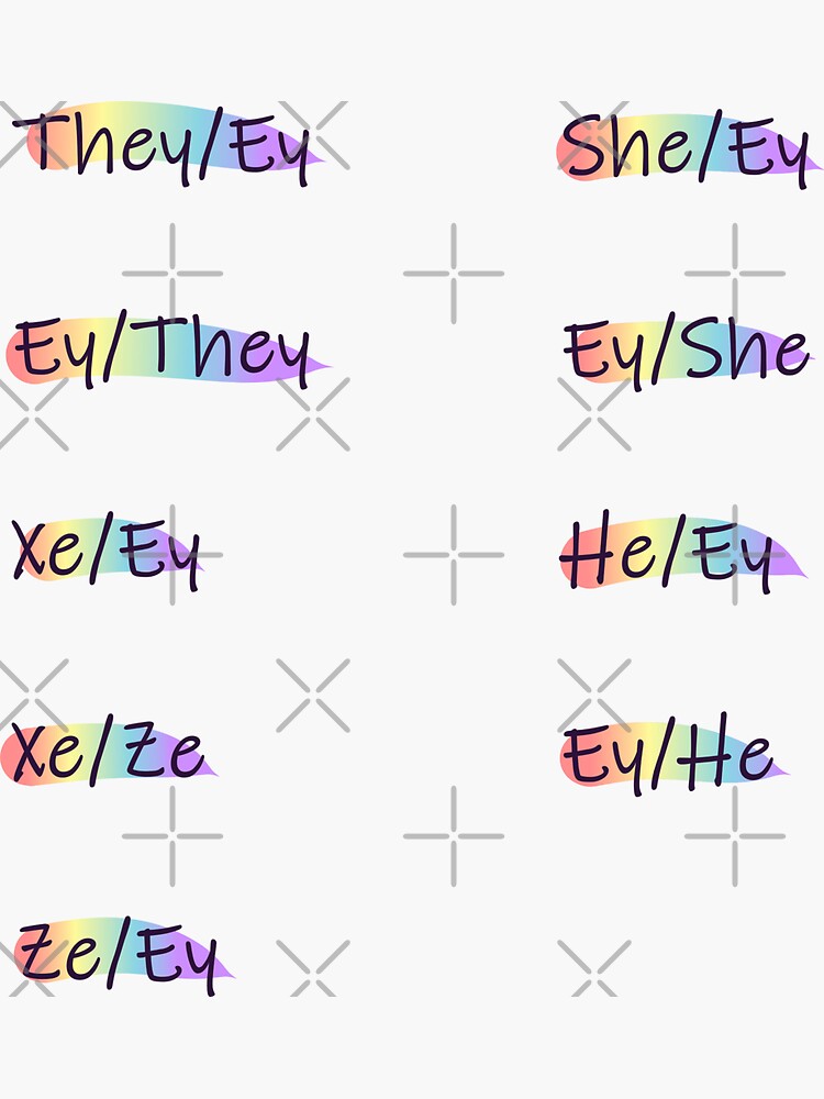"Pronouns - Double Neopronouns Rainbow" Sticker by AisDareth | Redbubble