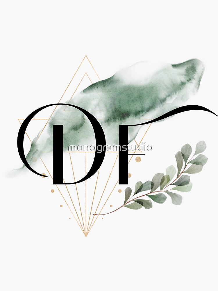 "DF - Monogram D F - A Classic Style Font, with watercolour botanicals ...