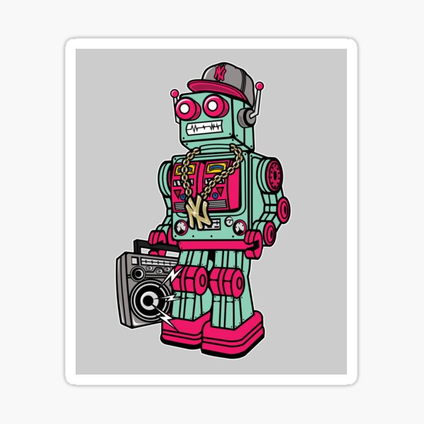 "Robot Boombox" Sticker by Cl4ud3-Design | Redbubble
