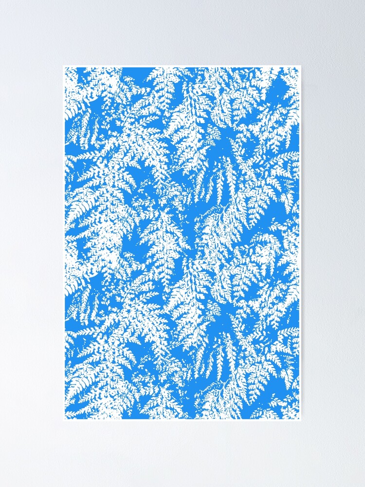"Hawaiian Palapalai Fern Impressions-Blue and white" Poster for Sale by ...