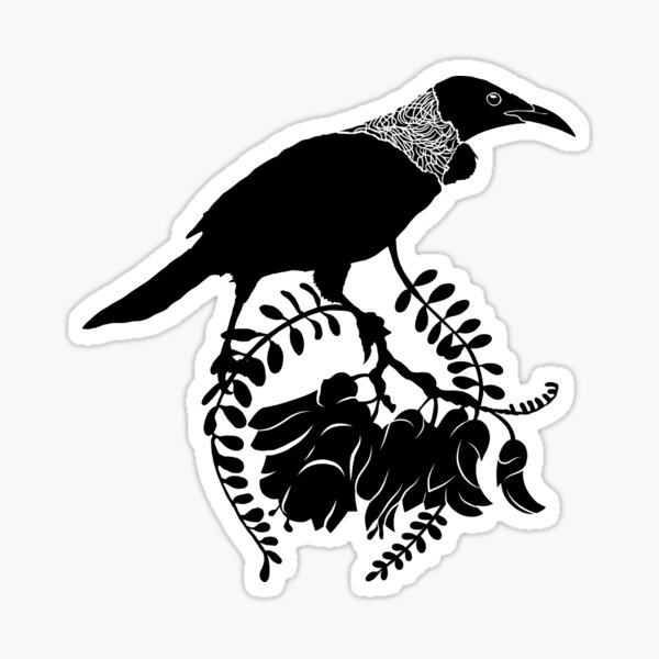 "Tui Bird On Kowhai Flowers" Sticker by Kiwidom | Redbubble