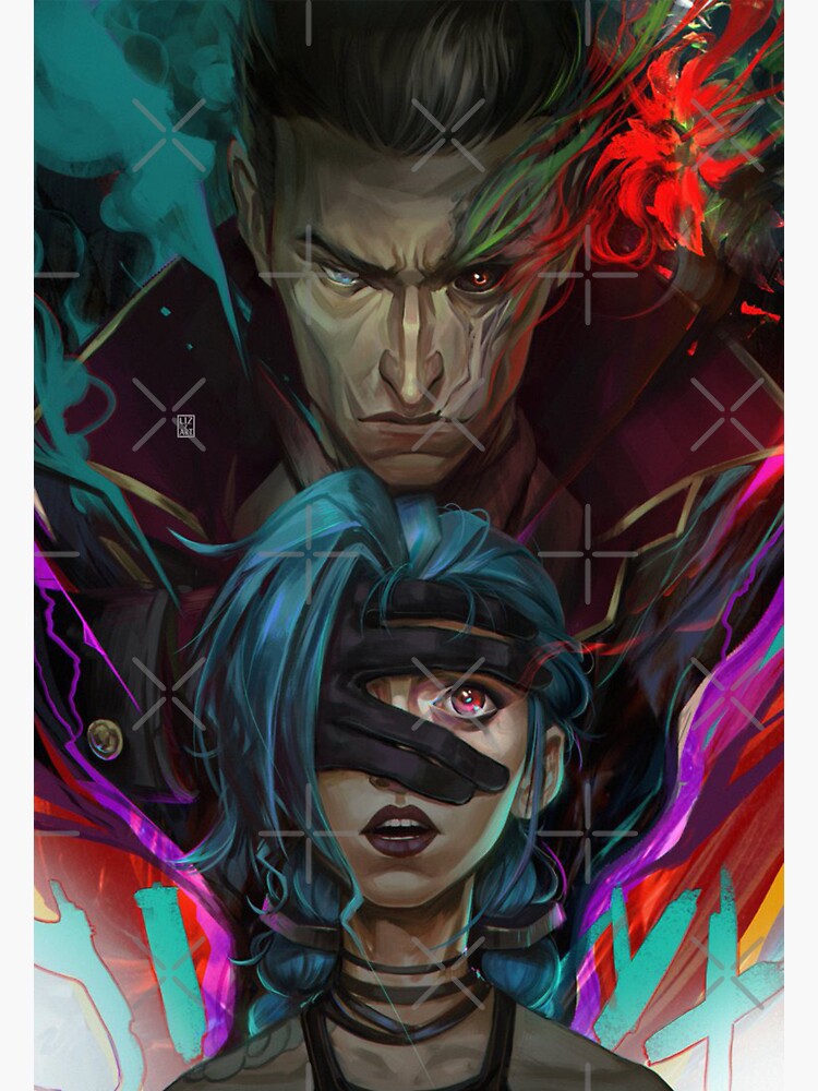 "Jinx and silco Arcane" Sticker by Kacyboms | Redbubble