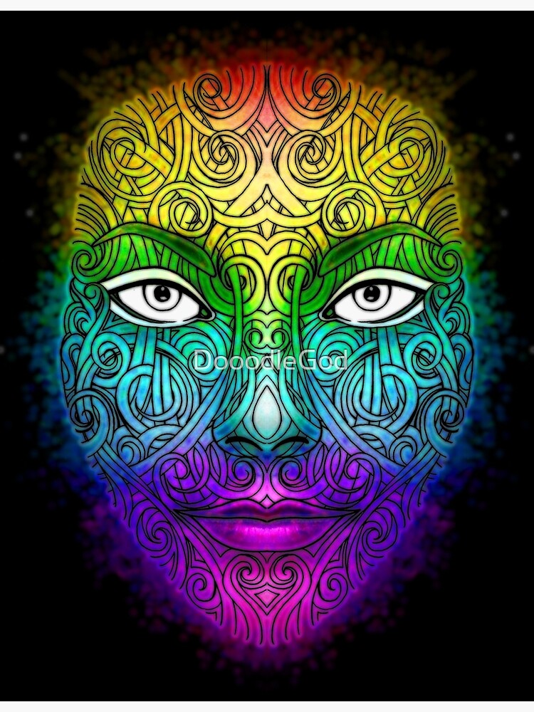 Póster «Tribal Rainbow Zen Doodle Arte abstracto Color Splash Rostro ...
