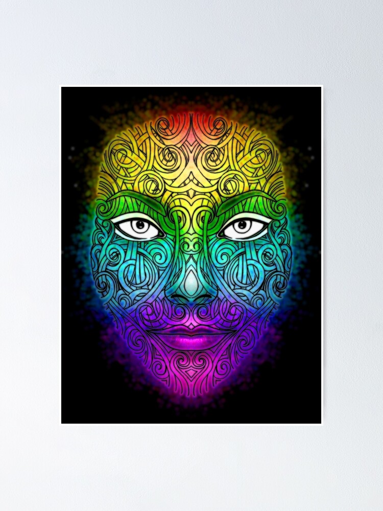 Póster «Tribal Rainbow Zen Doodle Arte abstracto Color Splash Rostro ...