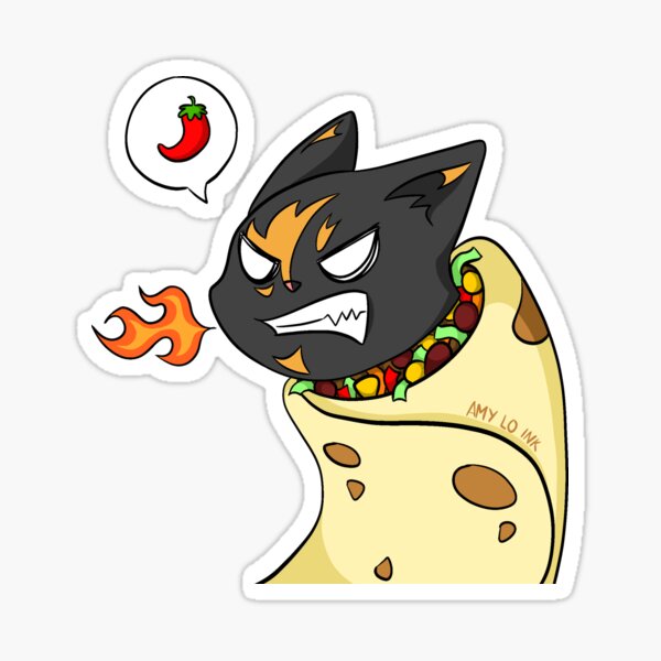 "Spicy Purrito" Sticker for Sale by Amyloink | Redbubble
