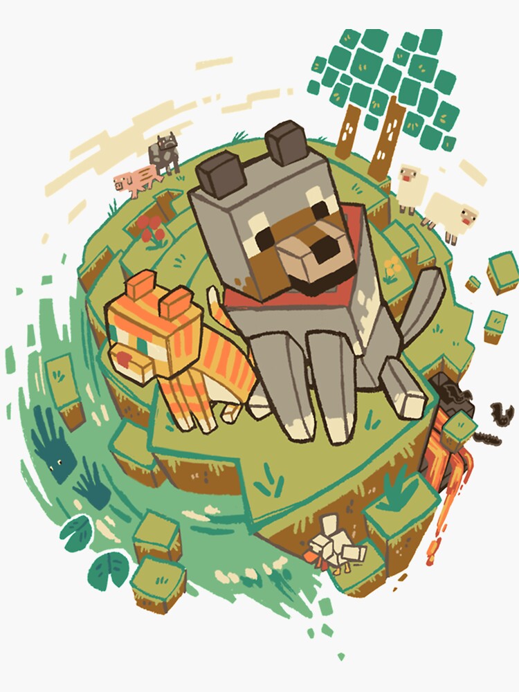 "Minecraft Dog and Cat 360 Minecraft Art Classic ." Sticker by ...