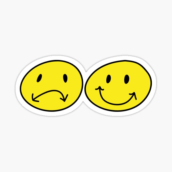 "Smiley Sadly face Emoji logo" Sticker by StarbearQ | Redbubble