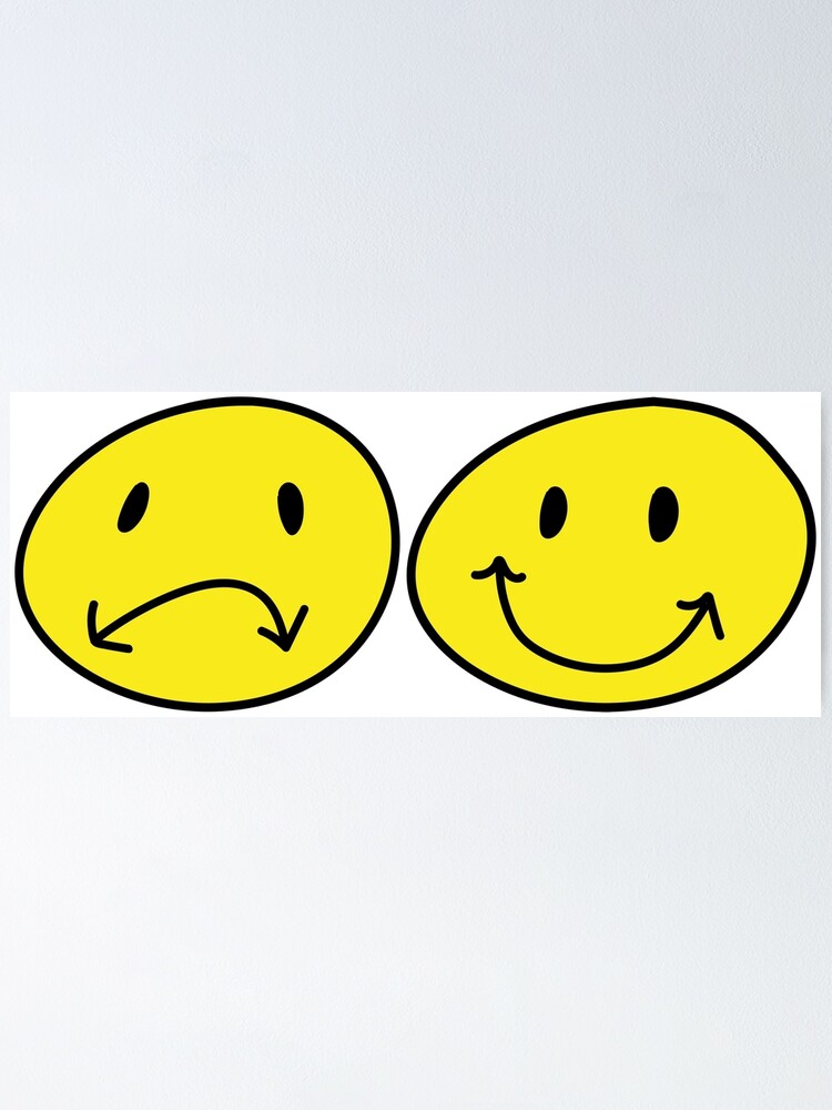 "Smiley Sadly face Emoji logo" Poster for Sale by StarbearQ | Redbubble