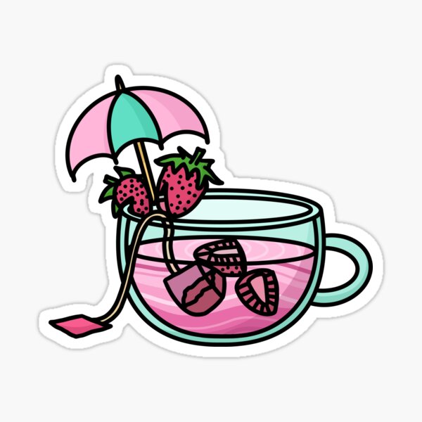 "Strawberry Fruit Tea" Sticker by BundaBear | Redbubble