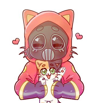 "pyro team fortress 2 in a cat hoodie holding a kitten" Sticker for ...