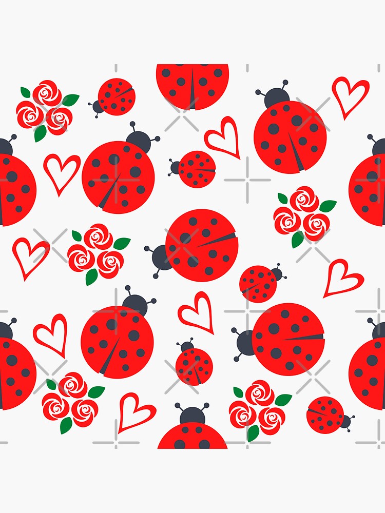 "Rose Ladybug Pattern" Sticker by Chantrea88 | Redbubble