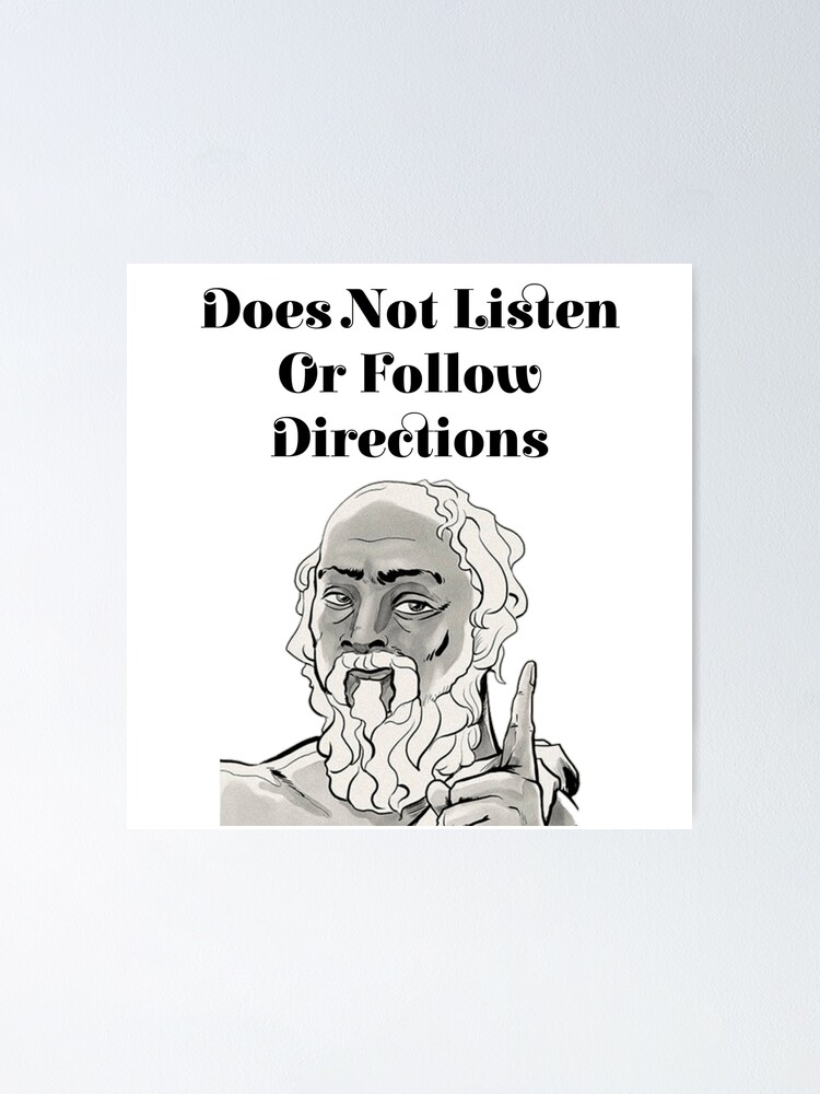 "Does Not Listen Or Follow Directions" Poster by Mandalinoart | Redbubble