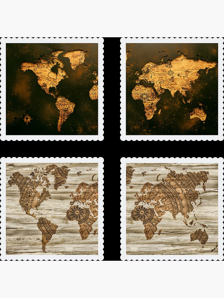 "Vintage World Map Postage Stamps Pack" Poster for Sale by ...