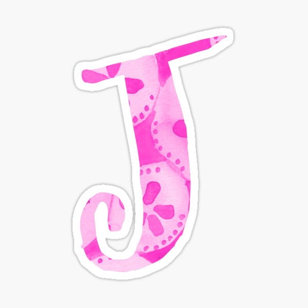 "Pink Beachy Watercolor Monogram Letter J" Sticker for Sale by ...