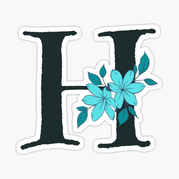 "Blue floral H monogram" Sticker for Sale by anitastrifler | Redbubble