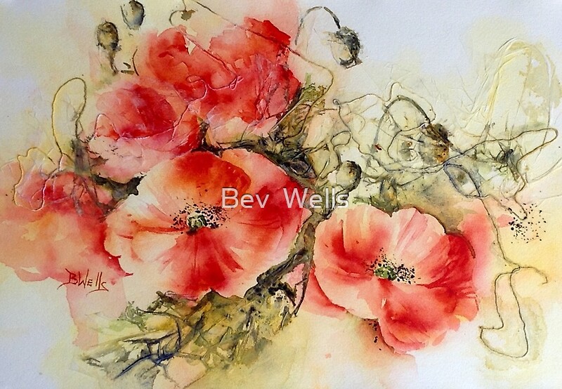 « Coquelicots malpropres » par Bev Wells | Redbubble