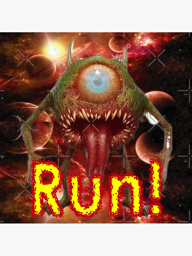 "run scary" Sticker for Sale by newtrends2022 | Redbubble