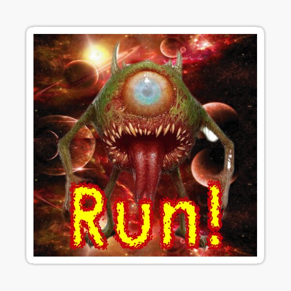 "run scary" Sticker for Sale by newtrends2022 | Redbubble