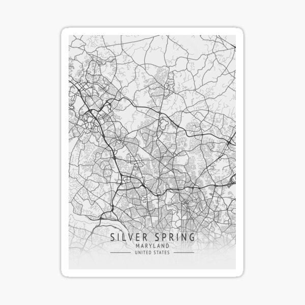 "Silver Spring - Maryland - US Gray City Map" Sticker by ctmapprint ...