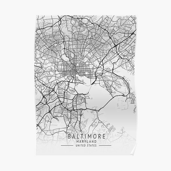 "Baltimore - Maryland - US Gray City Map" Poster for Sale by ctmapprint ...