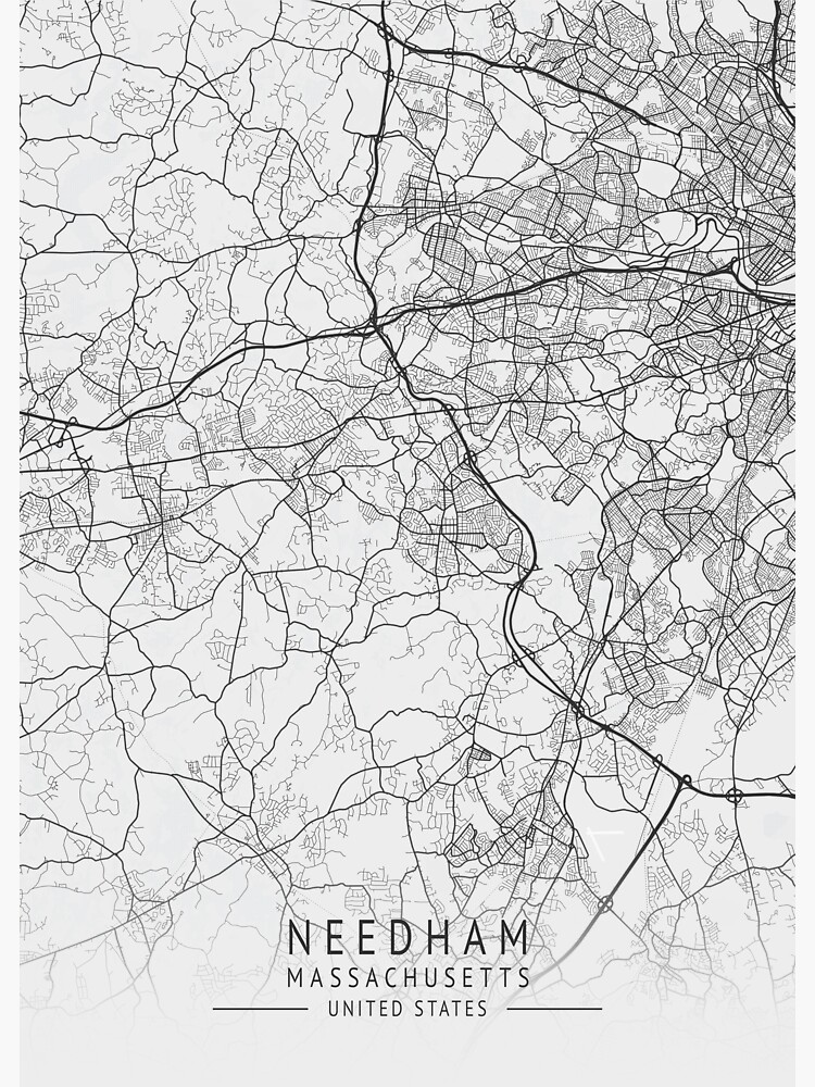 "Needham - Massachusetts - US Gray City Map" Sticker by ctmapprint ...