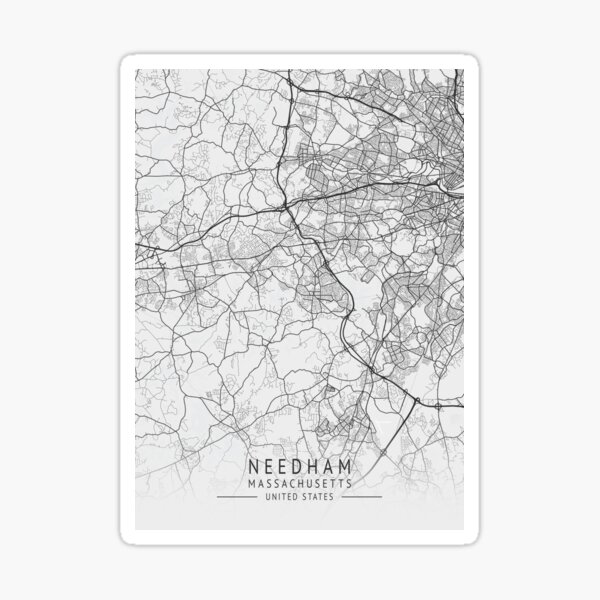 "Needham - Massachusetts - US Gray City Map" Sticker by ctmapprint ...