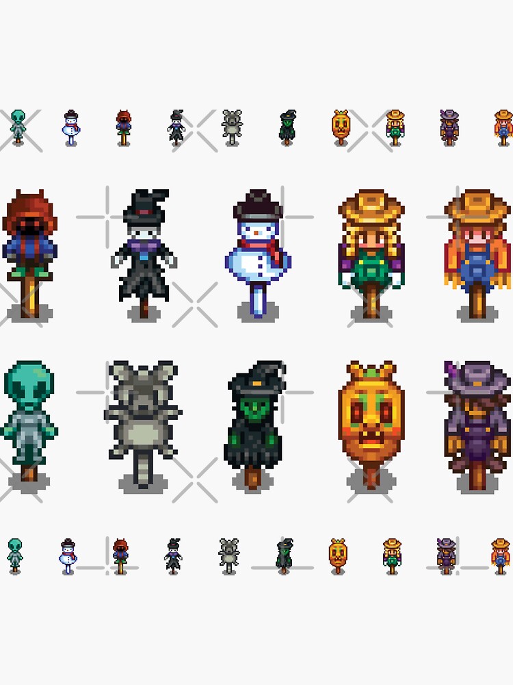 "Stardew Valley Scarecrow Set" Sticker by aiya-pixels | Redbubble