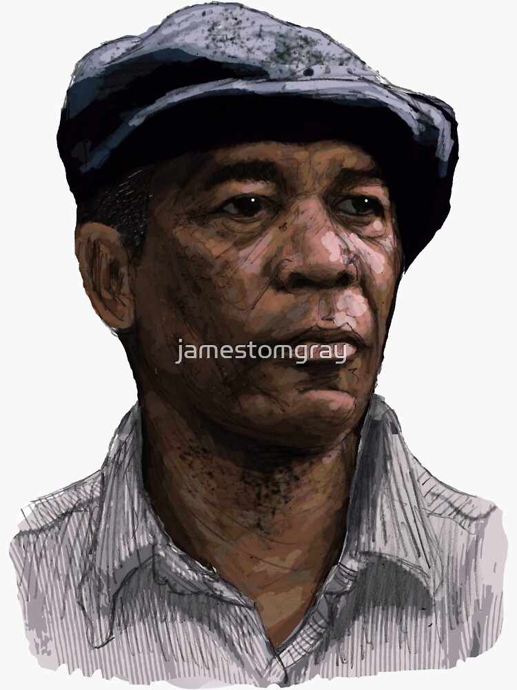 "Morgan Freeman (colour)" Sticker for Sale by jamestomgray | Redbubble