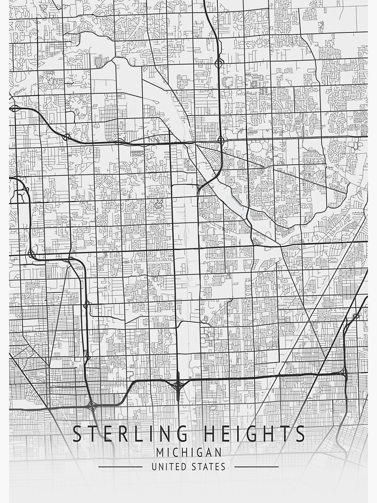 "Sterling Heights - Michigan - US Gray City Map" Sticker by ctmapprint ...