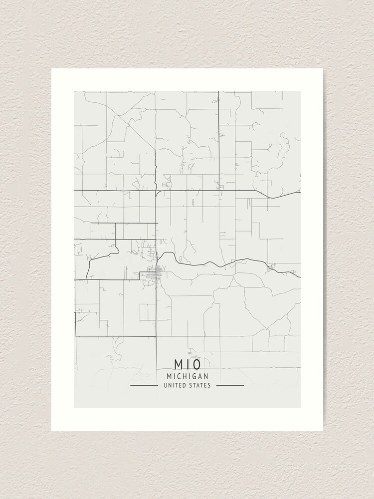 "Mio - Michigan - US Gray City Map" Art Print by ctmapprint | Redbubble