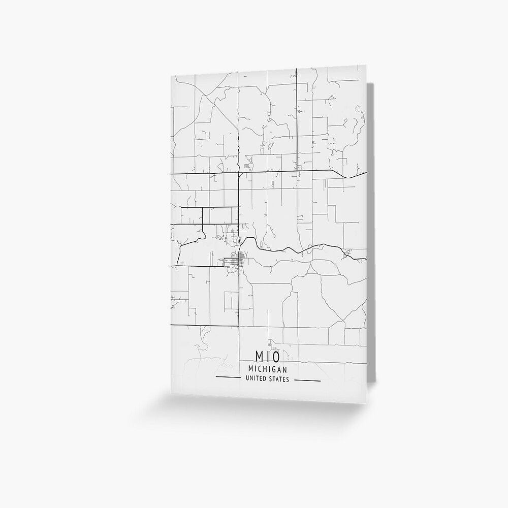 "Mio - Michigan - US Gray City Map" Greeting Card for Sale by ...