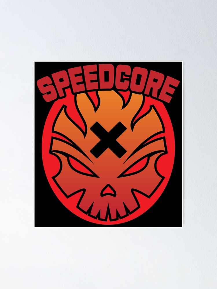 Poster « Speedcore | Crâne Flamboyant Speedcore | Techno acide sombre ...