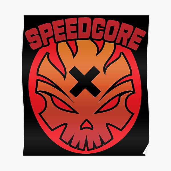 Poster « Speedcore | Crâne Flamboyant Speedcore | Techno acide sombre ...
